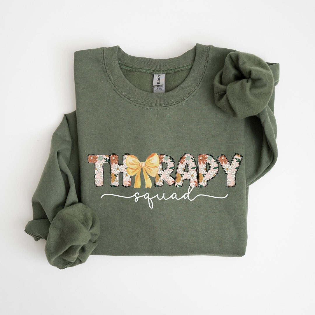 Therapy Squad Sweatshirt Therapist Gift, SLP OT PT Shirt, Coquette Bow ...