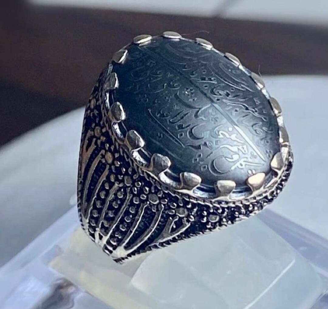 Natural Handmade Sang E Hadeed Hematite Hadeed E Chini Rings Real Ring ...