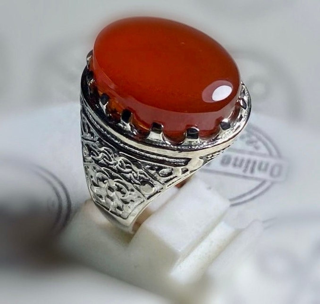 Natural Handmade Aqeeq Real Agate Genuine Yemeni Aqeeq Shia Rings ...