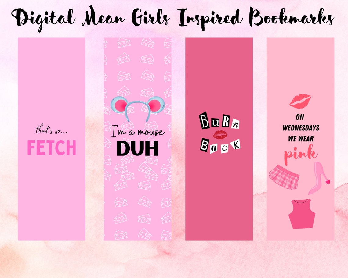 Digital Mean Girls Inspired Bookmarks | Burn Book | Printable Bookmarks | Book Lover Gift | Book ...