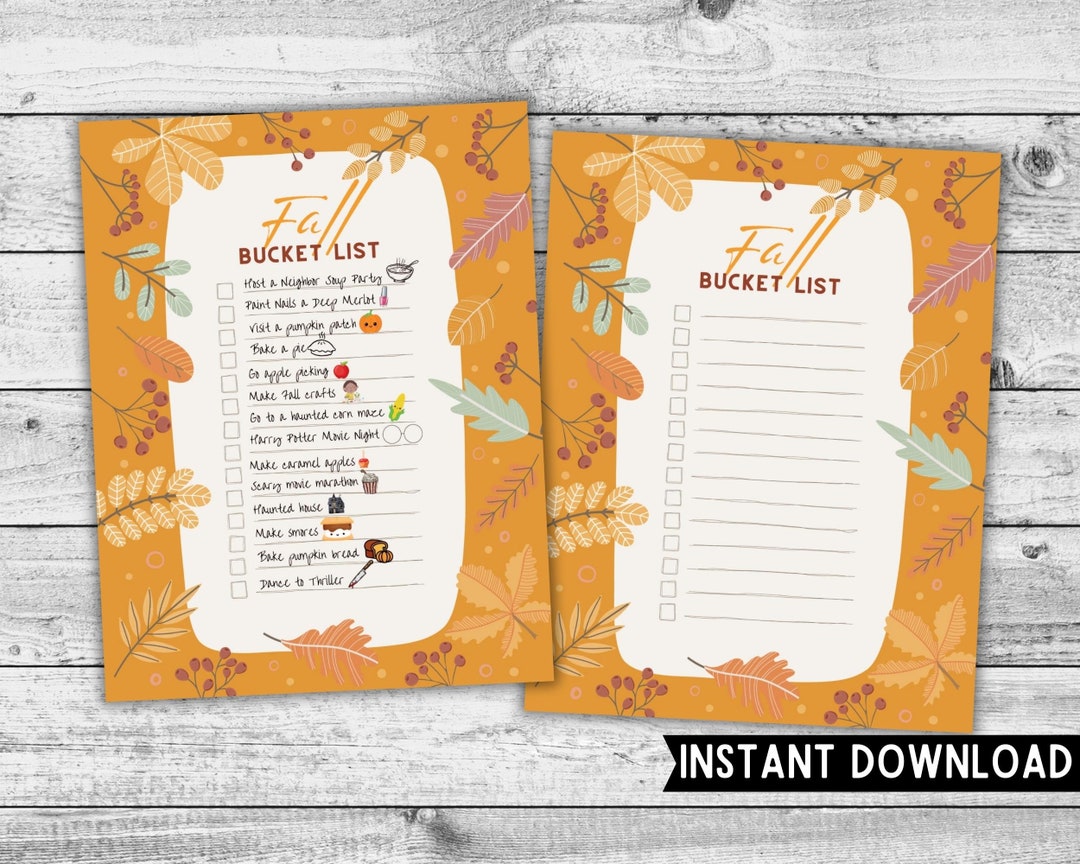 Autumn Bucket List Template, Fall Bucket List Printable, Editable Fall ...