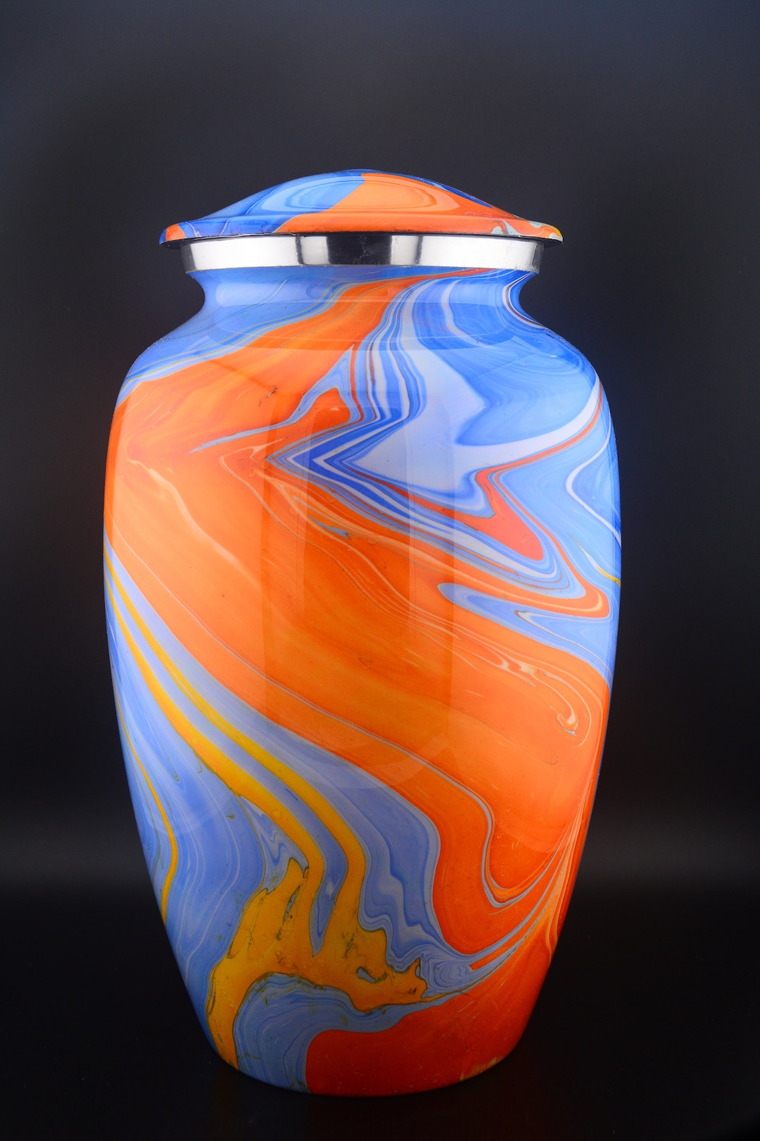 Metal Urn With Flowing Art - Etsy