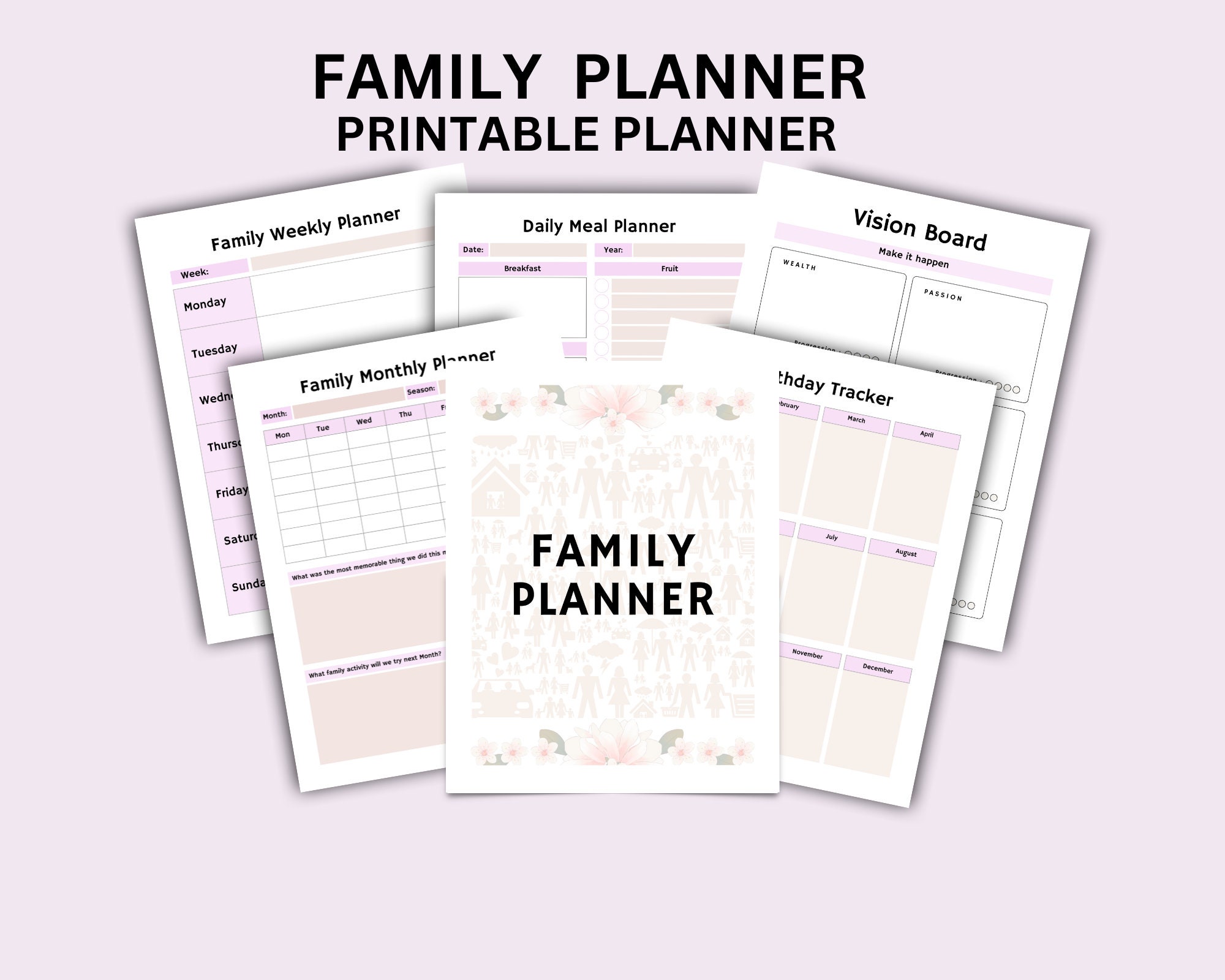 Family Planner Planner | Printable Home Planner | Family Digital Home ...