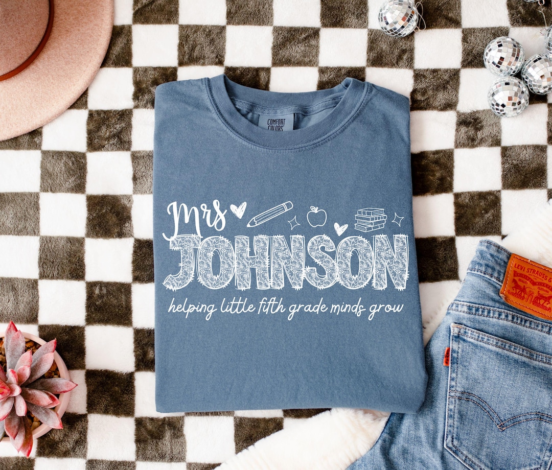 Personalized 5th Grade Lace Teacher Name Shirt, Elementary Teacher Tee ...