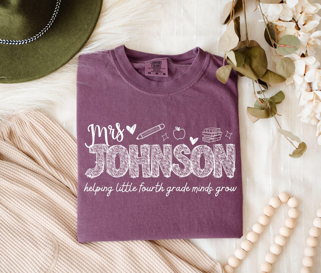 Personalized 4th Grade Lace Teacher Name Shirt, Elementary Teacher Tee ...