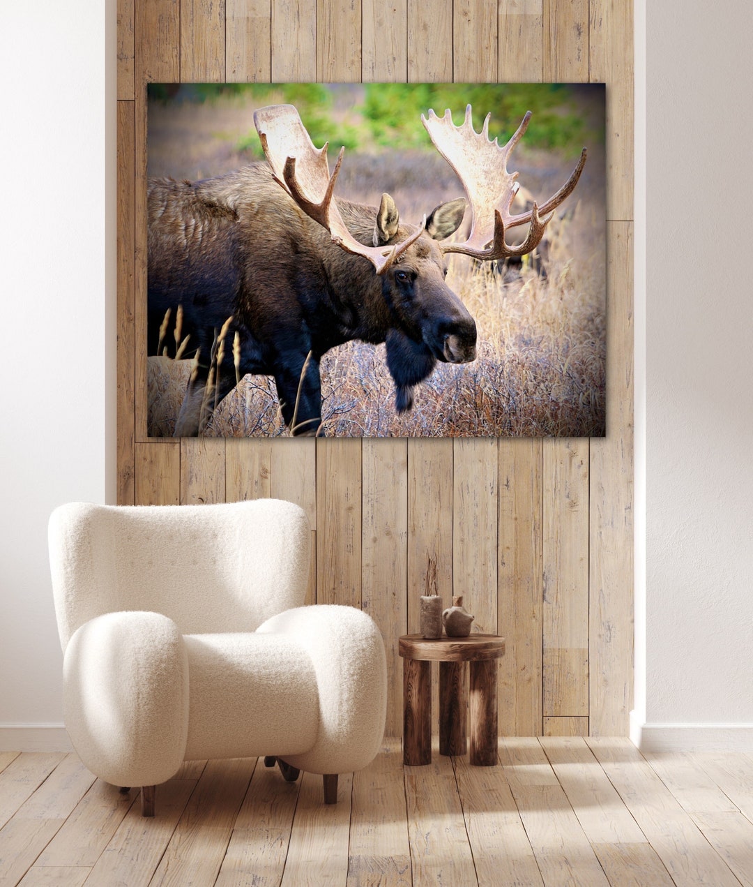 Large Bull Moose, Large Wall Decor, Bull Moose With Big Rack, Canvas ...