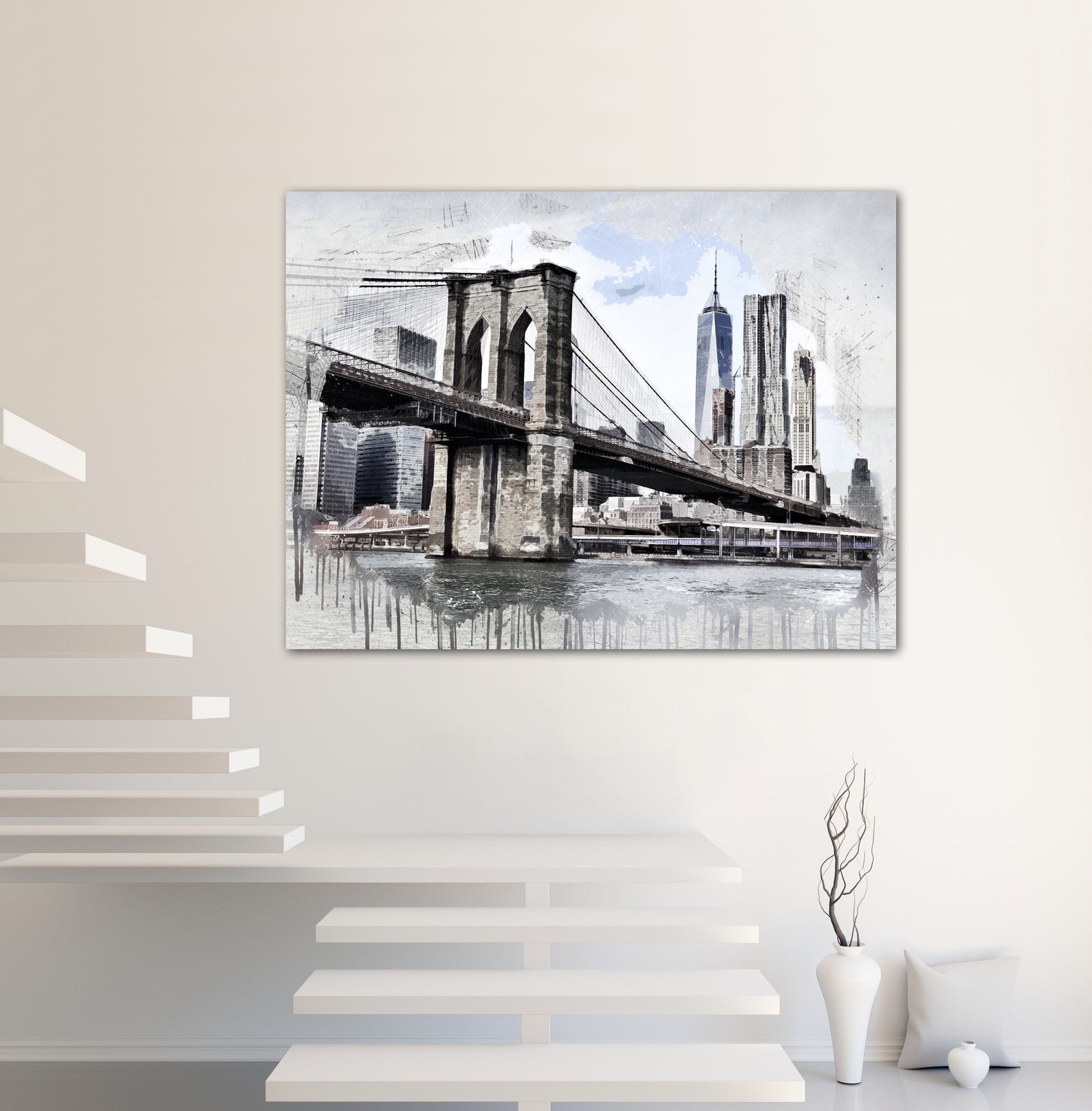 Brooklyn Bridge Art, New York Decor, Modern Art, Large Artwork for Home ...