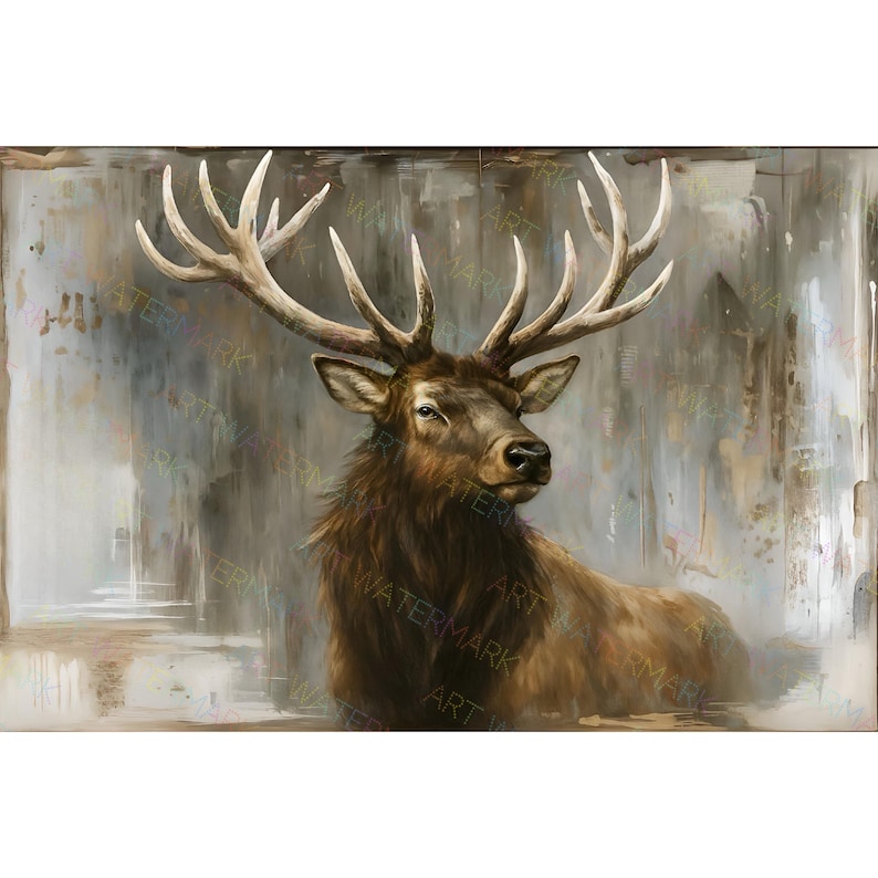 Bull Elk Wall Art Canvas | Rustic Western Wildlife - Etsy