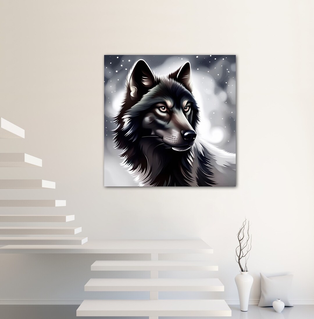 Wolf Portrait Wall Art, Modern Painting Canvas Art, Large Art for Home ...