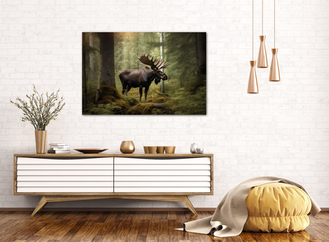 Moose Art Painting Large Wall Decor Bull Moose Canvas - Etsy