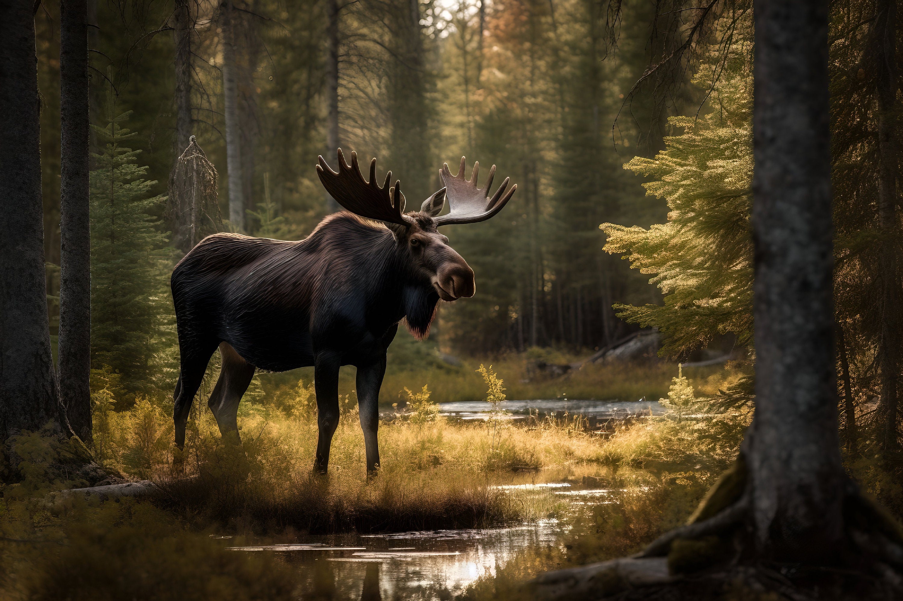 Moose Art, Wall Decor, Bull Moose Canvas Artwork, Painting - Etsy