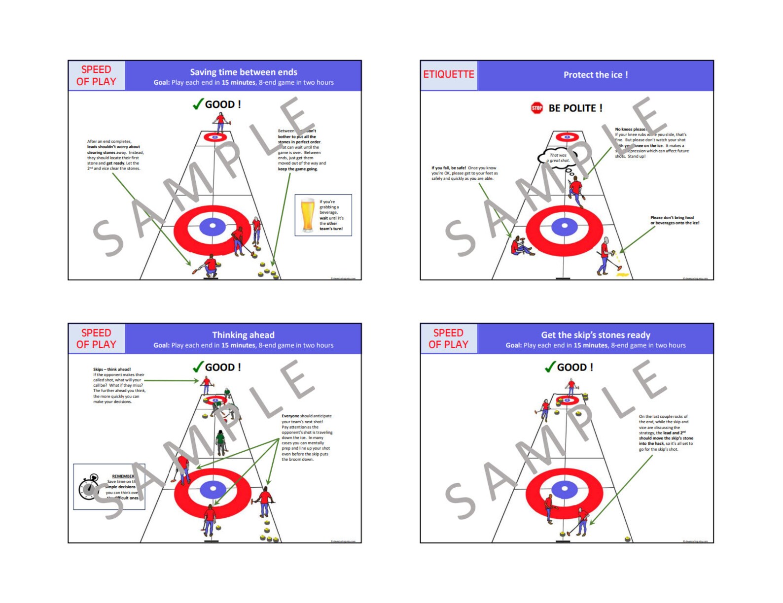 Curling Posters for Etiquette and Speed of Play - Etsy