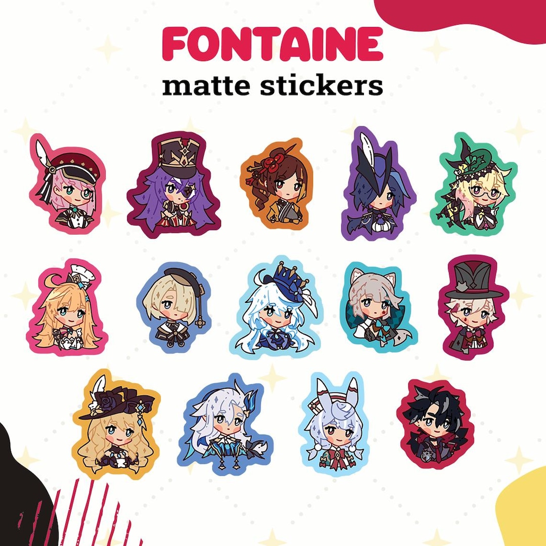 Fontaine - Genshin Impact Die Cut Stickers | Furina, Freminet, Chiori ...