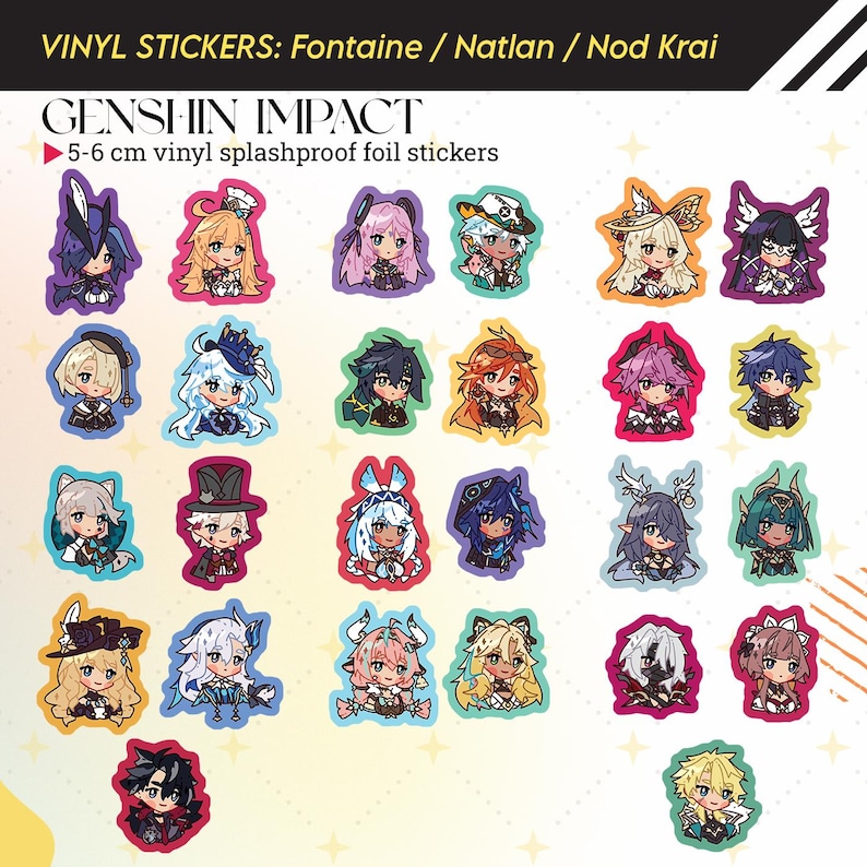 Genshin Impact Stickers *nod-krai* | Freminet, Furina, Kinich, Ifa ...