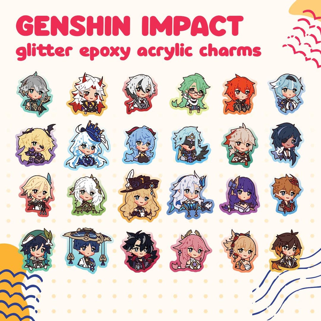 Genshin Impact Glitter Epoxy Acrylic Charms - Etsy