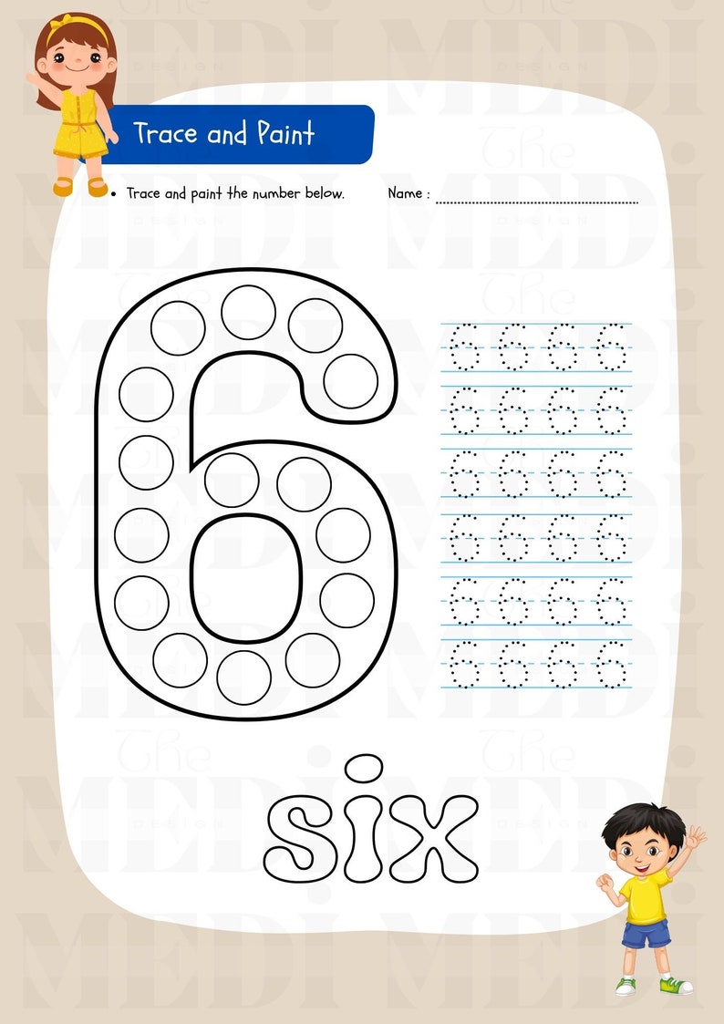 Trace and Color Worksheet, Fun With Numbers! Preschool Activity Package ...
