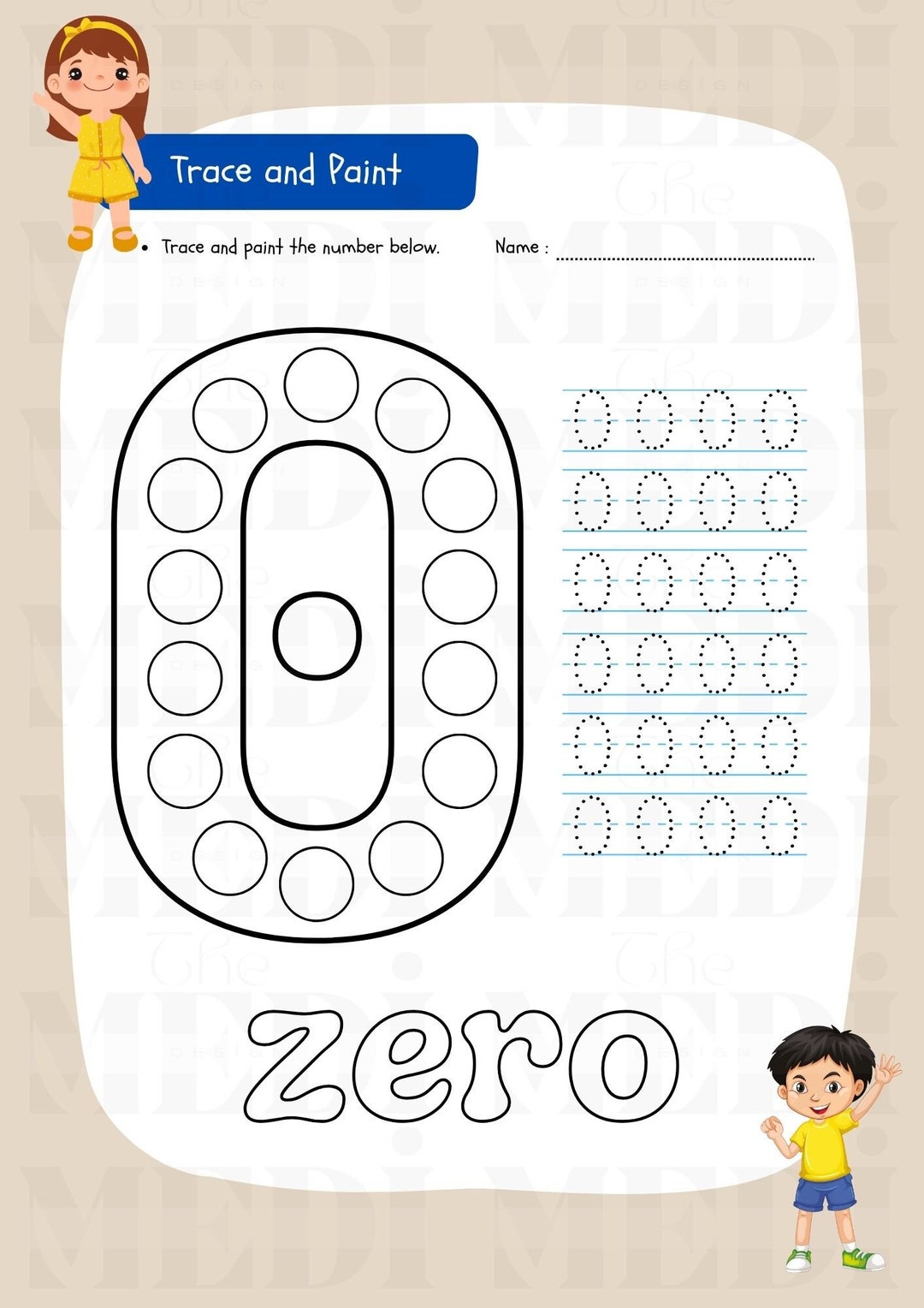 Trace and Color Worksheet, Fun With Numbers! Preschool Activity Package ...