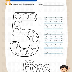 Trace and Color Worksheet, Fun With Numbers! Preschool Activity Package ...