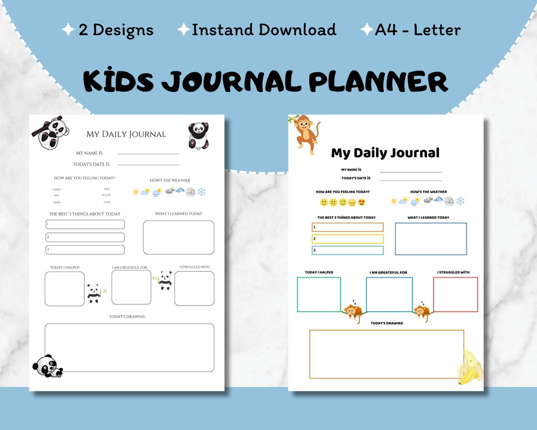 Kids Daily Jurnal Printable Journal for Kids Diary for - Etsy