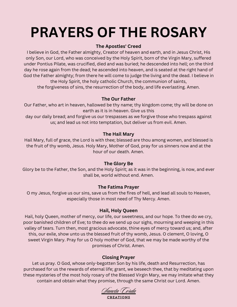 How to Pray the Rosary | Instant Download | Step-by-step Rosary Prayer ...