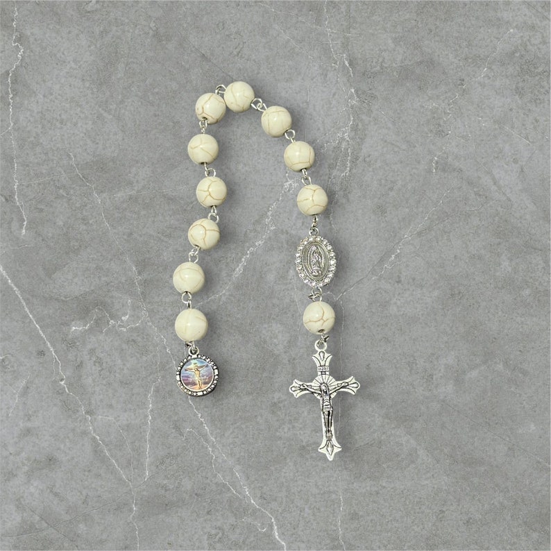 Handmade Pocket Rosary Single Decade Rosary Howlite Rosary Beads ...