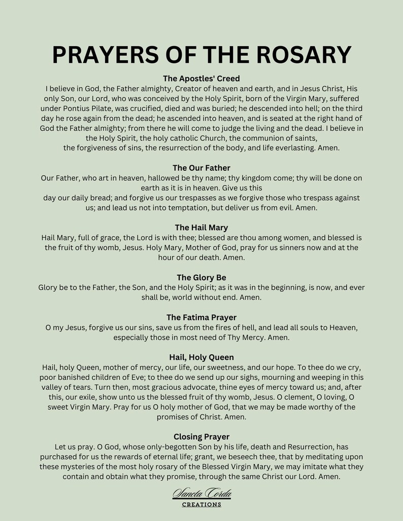 How to Pray the Rosary | Instant Download | Step-by-step Rosary Prayer ...