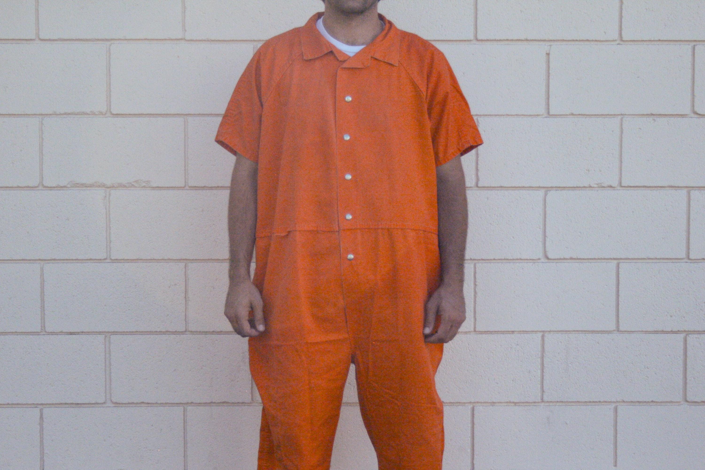 Prison Jail Inmate Penitentiary Orange Jumpsuit Costume Sizes 3XL to ...