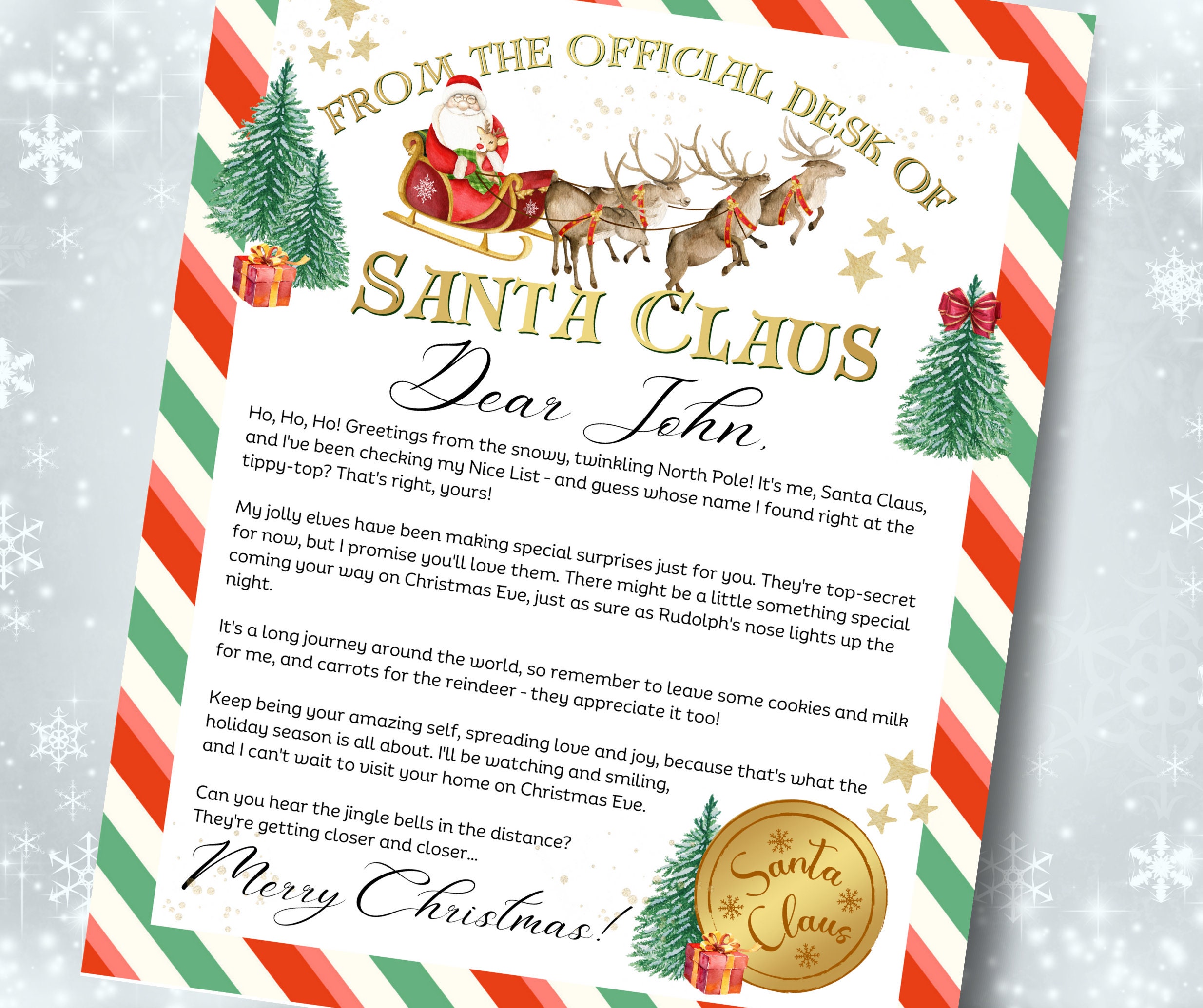 Instant Download Editable Santa Letter, Official Letter From Santa ...