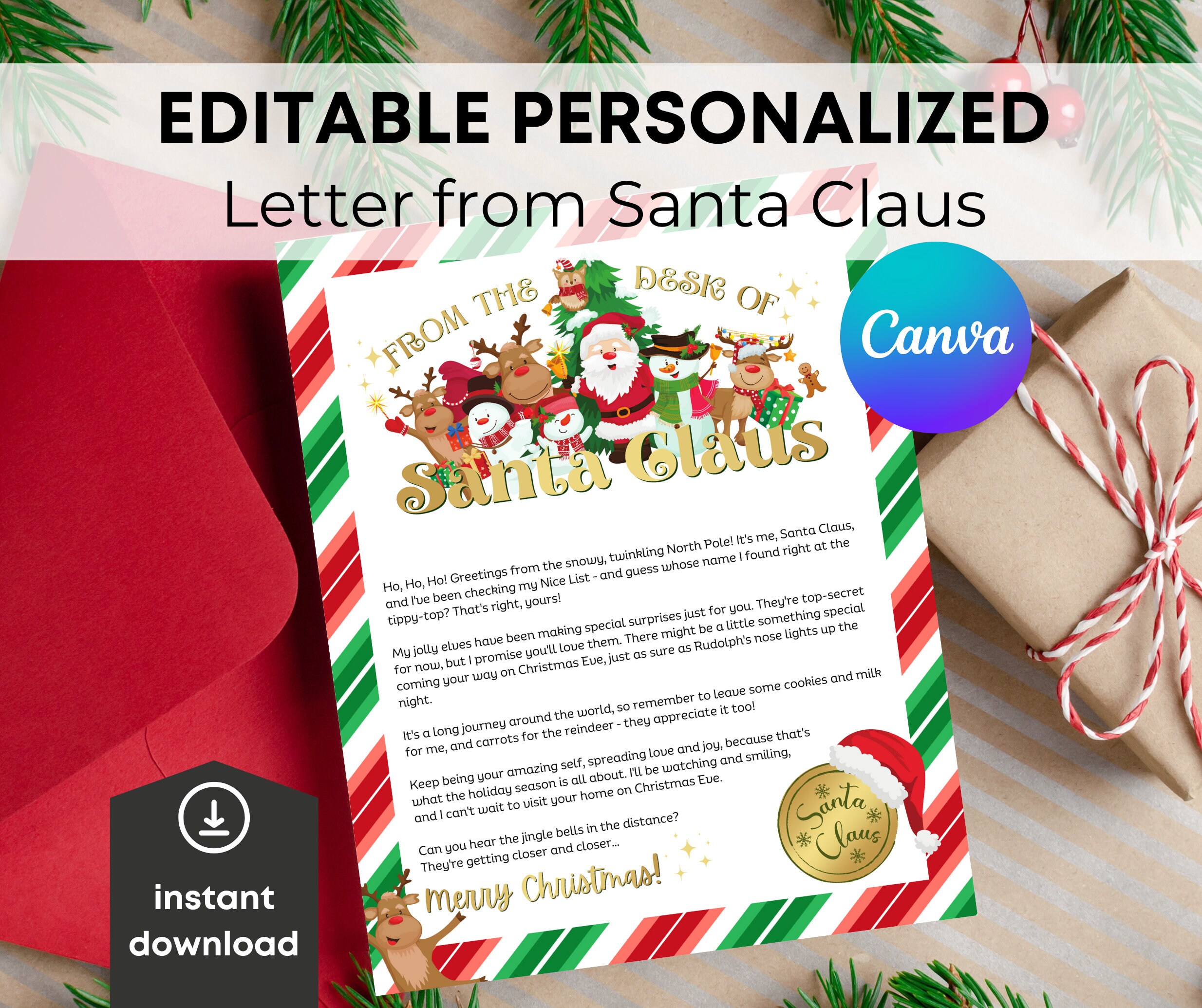 Instant Download Editable Santa Letter, Official Letter From Santa ...