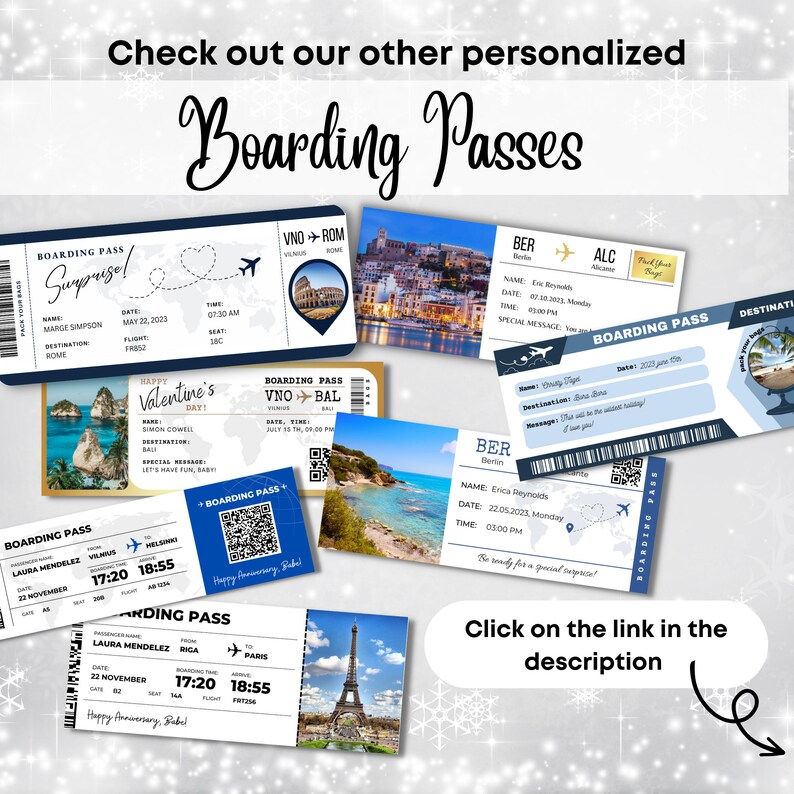 Editable Boarding Pass Template, Printable Personalized Airline Ticket ...