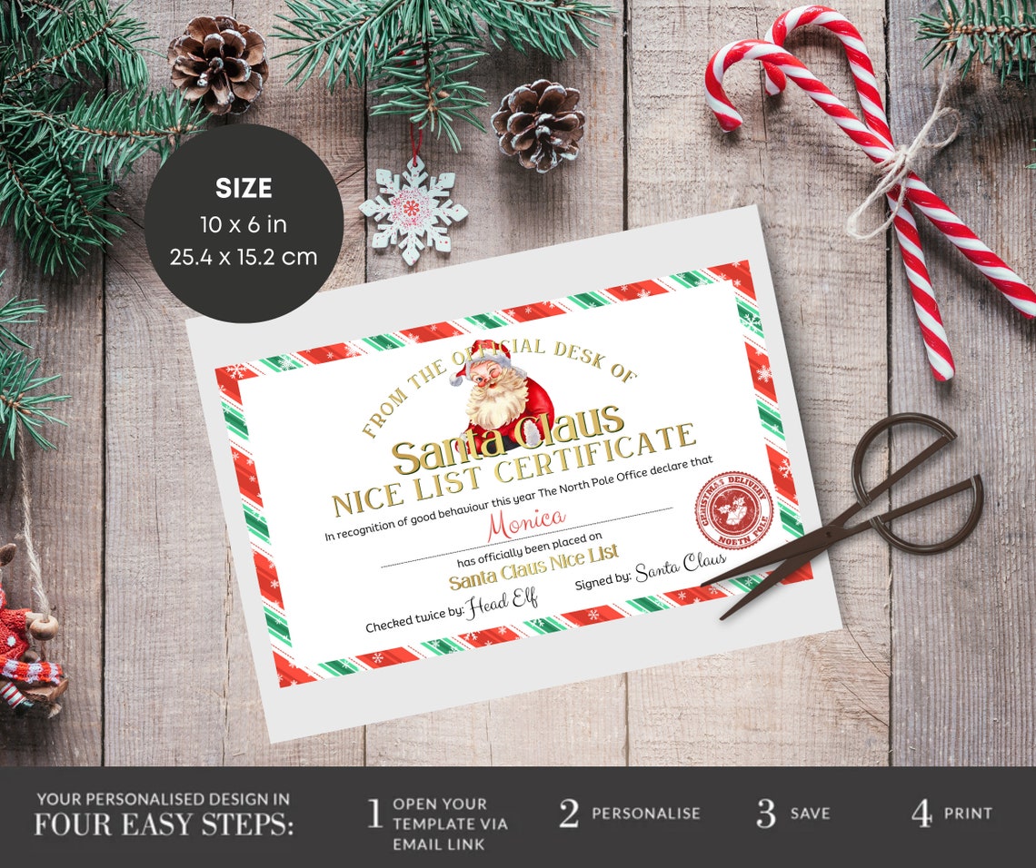 Instant Download Editable Nice List Certificate, Official Letter From ...