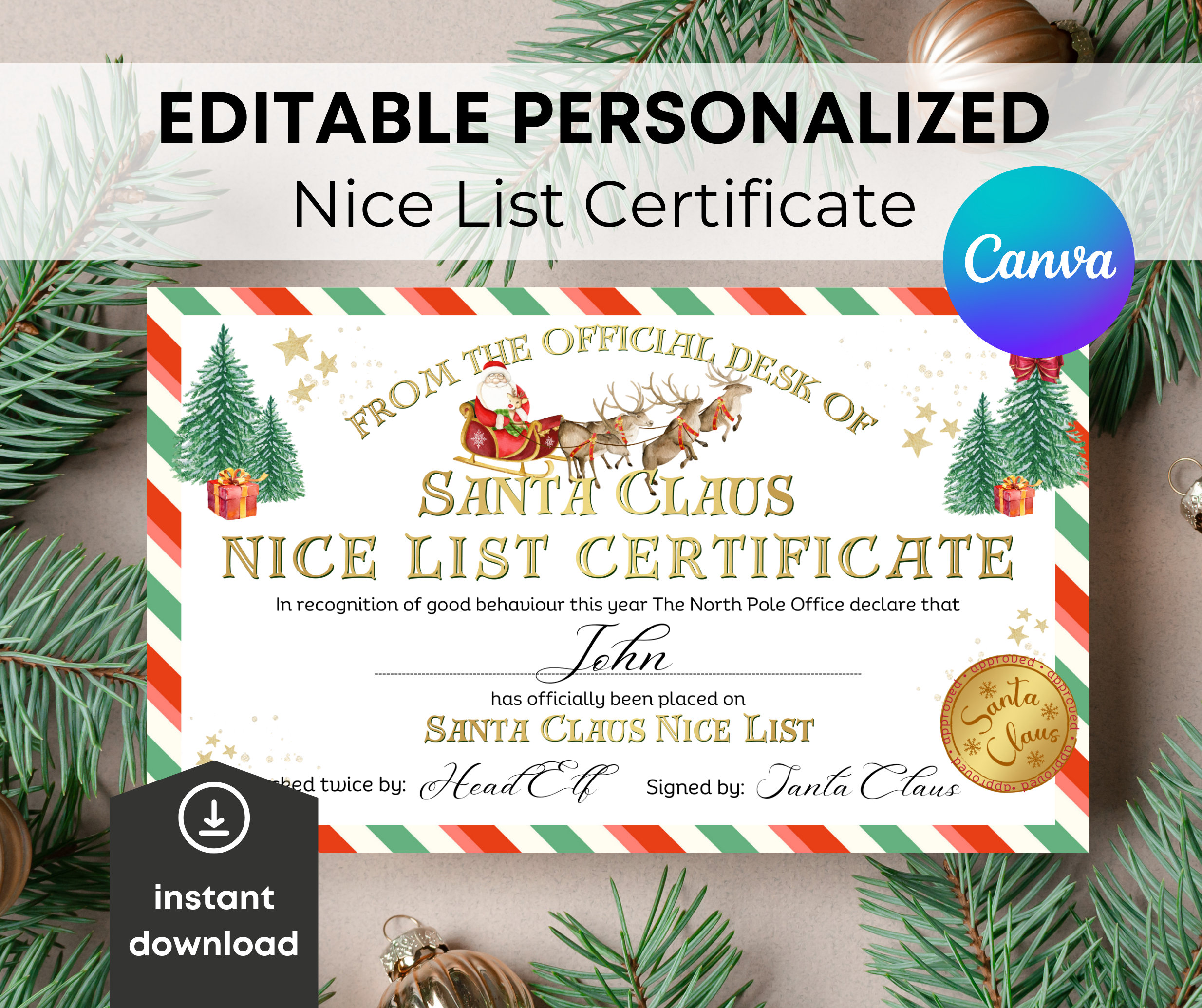 Instant Download Editable Nice List Certificate, Official Letter From ...
