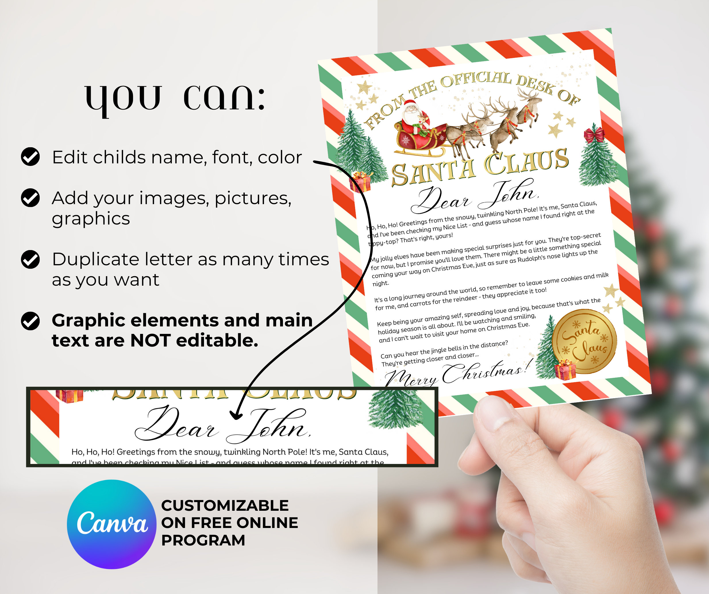 Instant Download Editable Santa Letter, Official Letter From Santa ...