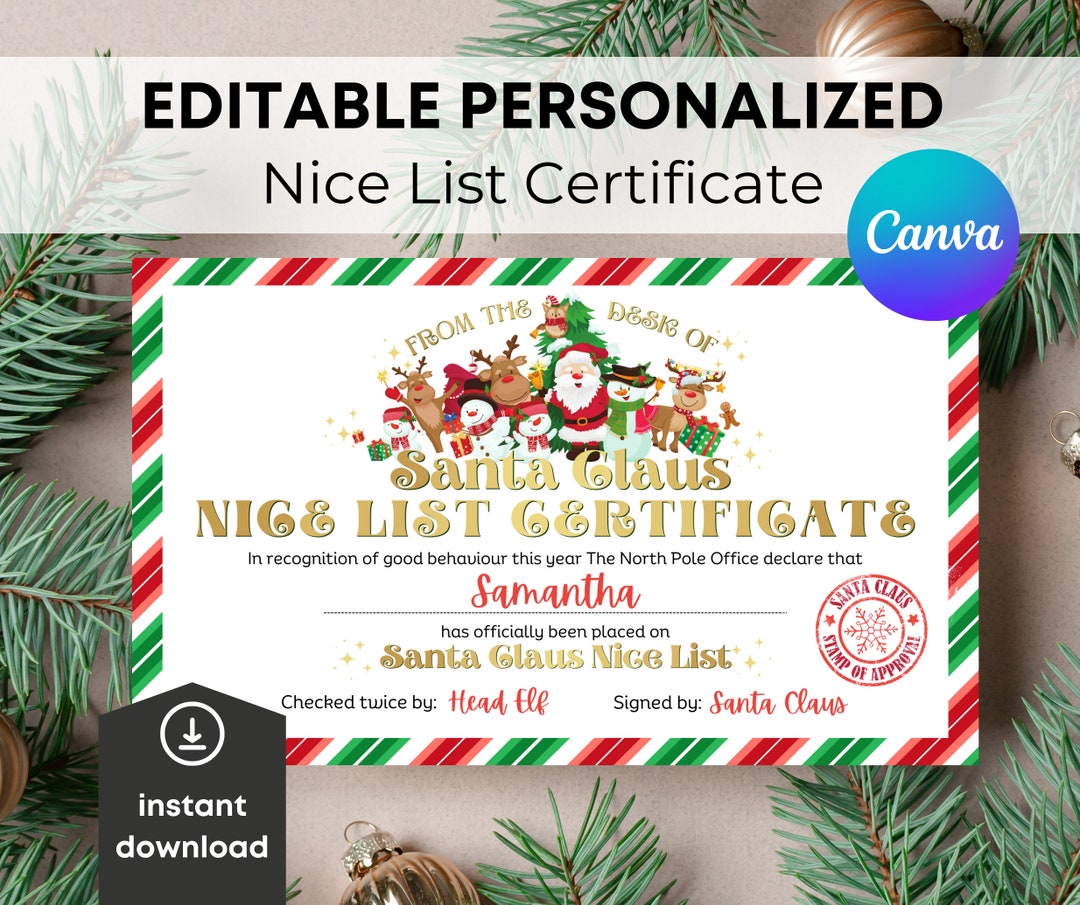 Instant Download Editable Nice List Certificate, Official Letter From ...