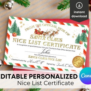 Instant Download Editable Nice List Certificate, Official Letter From ...