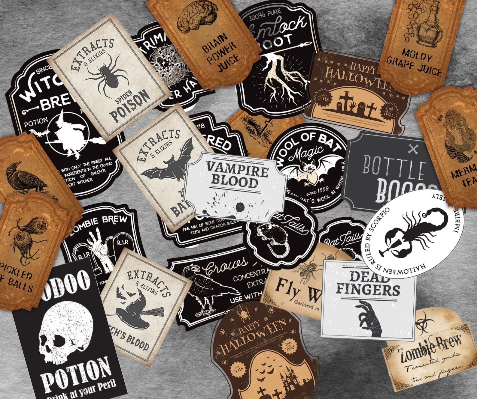 80 Mini Apothecary Potion Labels, Wizard Potion Labels Printables ...
