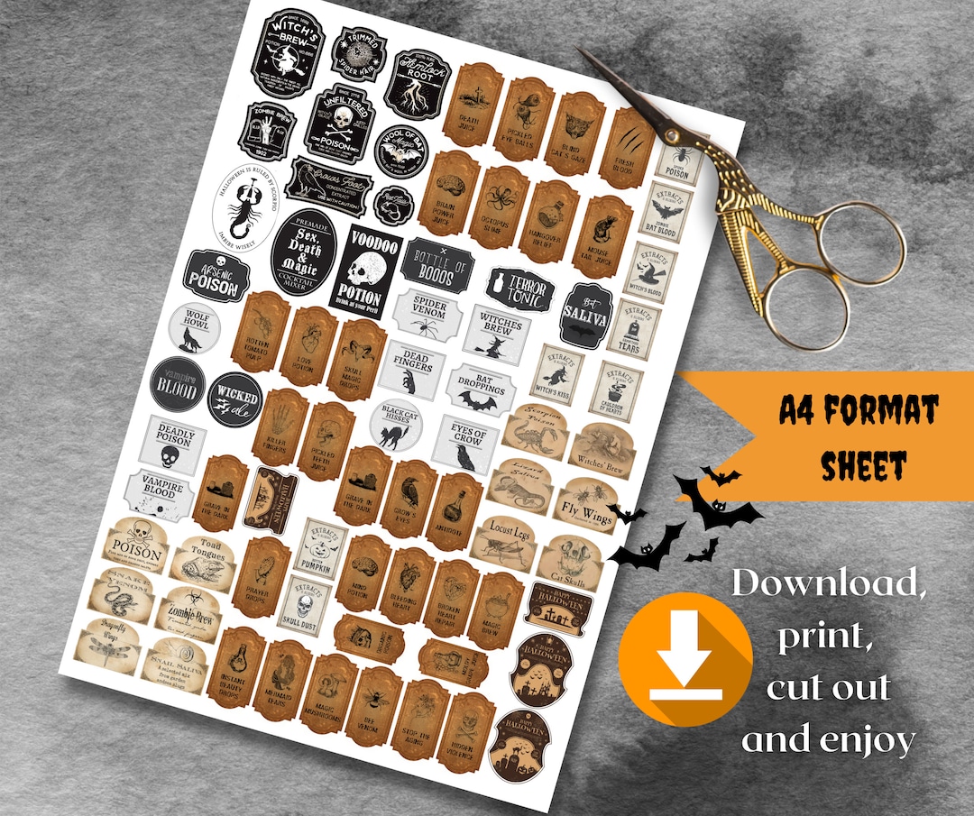 80 Mini Apothecary Potion Labels, Wizard Potion Labels Printables ...