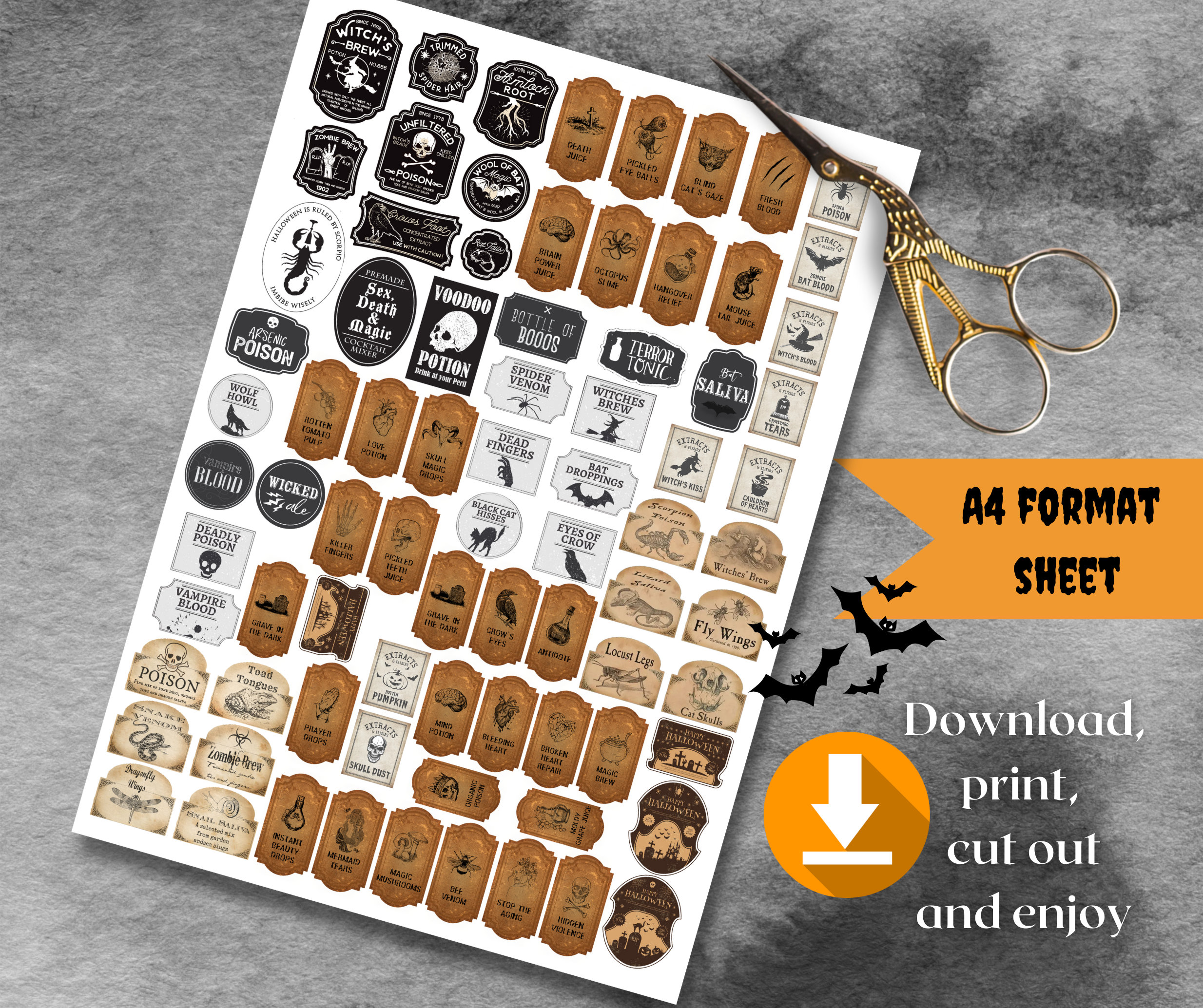 80 Mini Apothecary Potion Labels, Wizard Potion Labels Printables ...