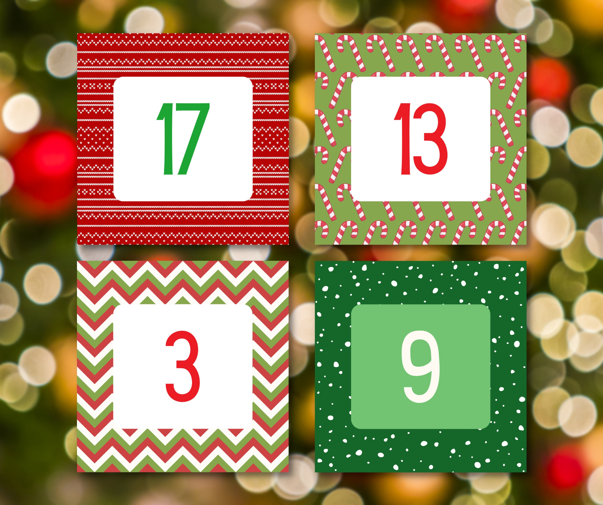 2 Styles Advent Calendar Printable Bundle, Christmas Label Pack, Advent ...