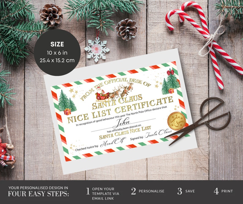 Instant Download Editable Nice List Certificate, Official Letter From ...