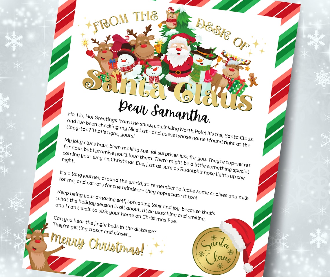 Instant Download Editable Santa Letter, Official Letter From Santa ...