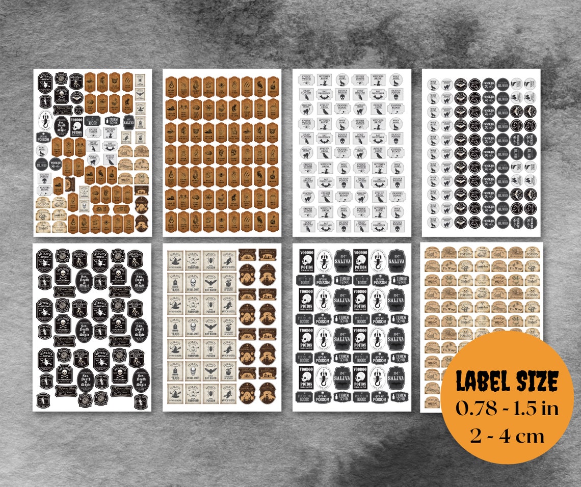 80 Mini Apothecary Potion Labels, Wizard Potion Labels Printables ...