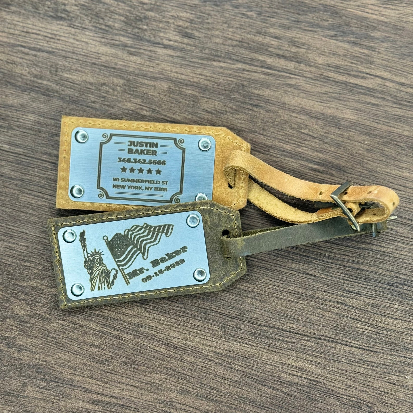 Luggage Labels for Suitcases, Double-sided Personalized Leather Luggage ...