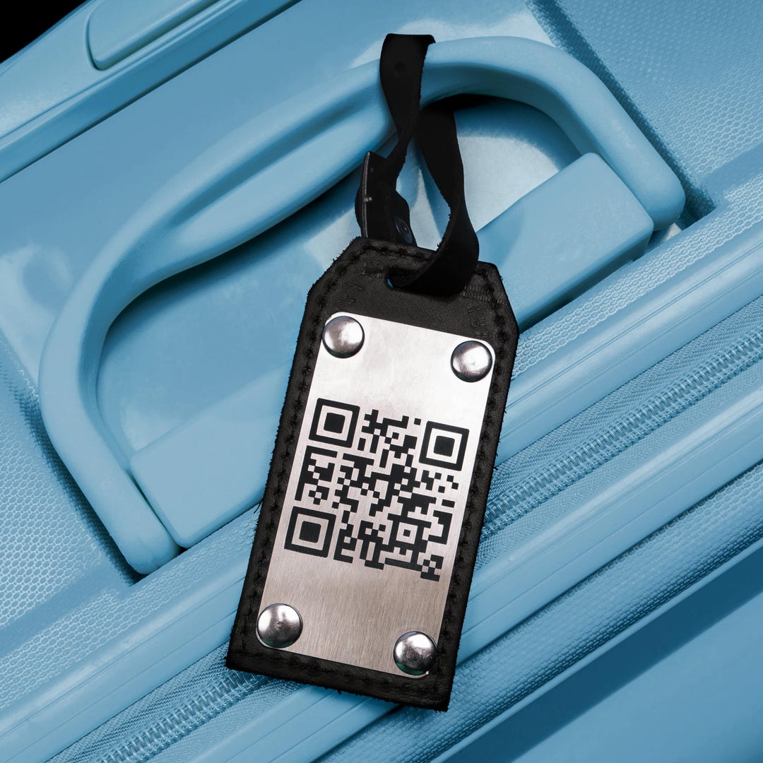 Custom QR Code Engraving, Logo Leather Tag, Personalized Leather Bag ...