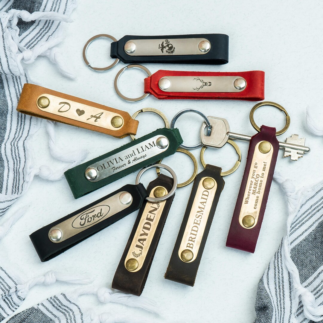 Personalized Leather Stainless Steel Chain, Friendship Keychain ...