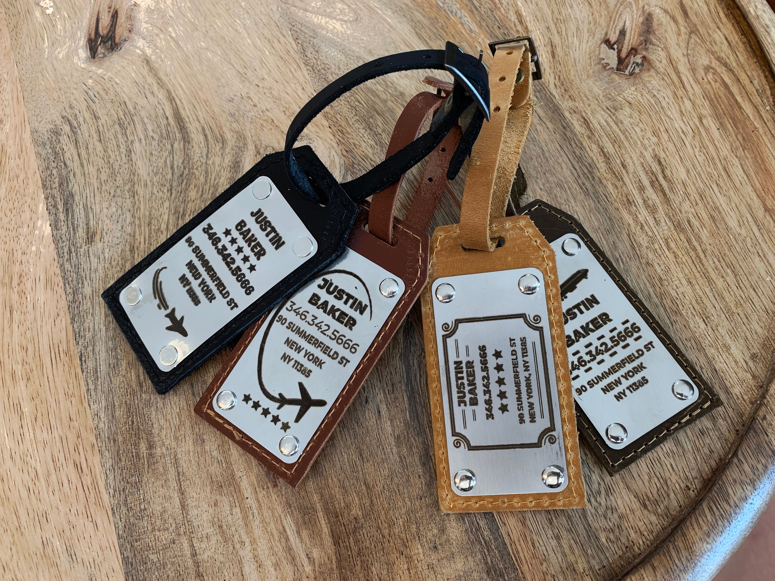 Personalized Leather Luggage Tags, Engraved Suitcase Labels, Mr and Mrs ...