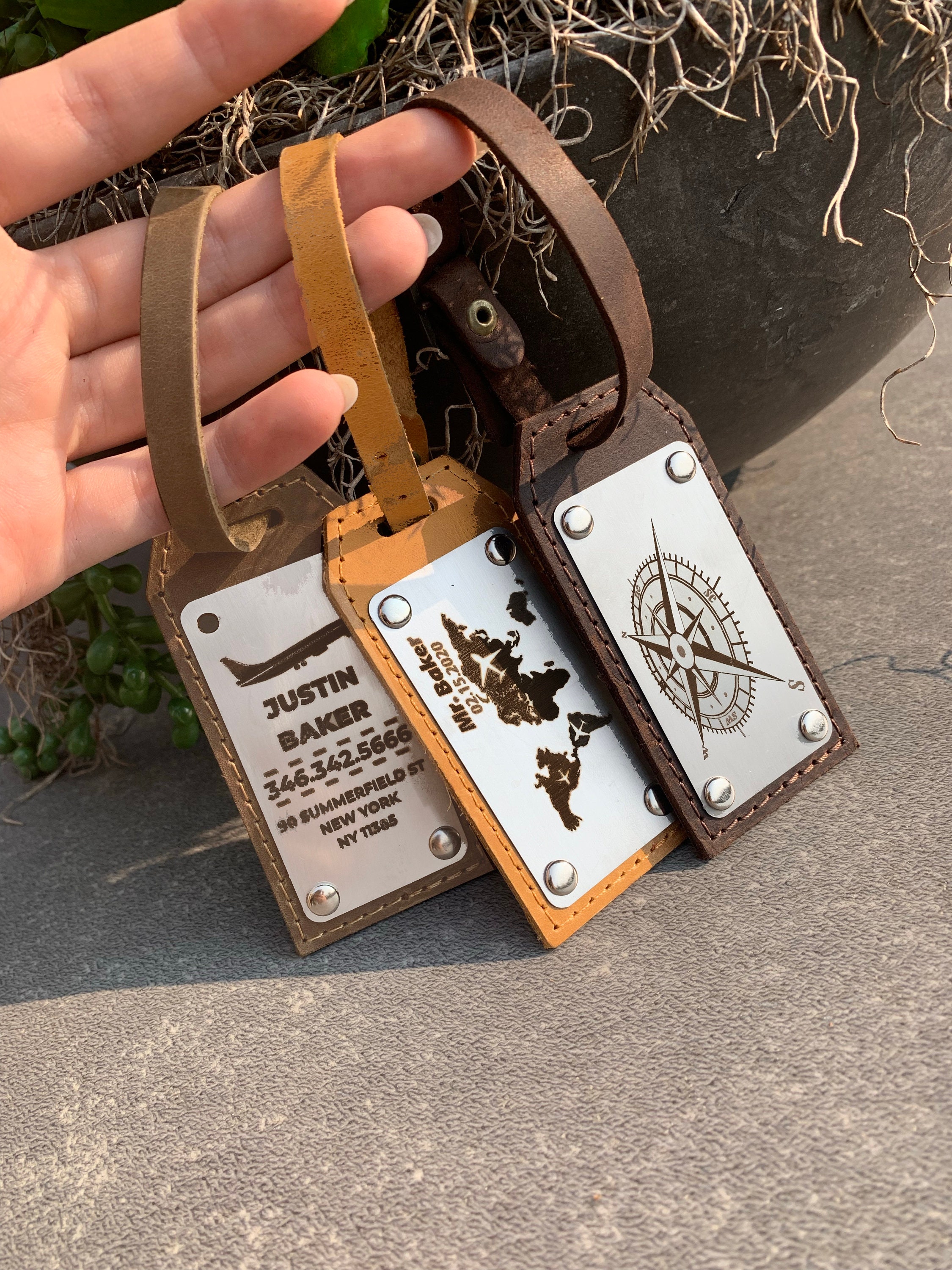 Personalized Leather Luggage Tags, Engraved Suitcase Labels, Mr and Mrs ...