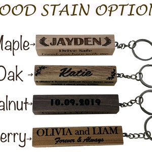Custom Engraved Wood Bar Key Chain, Personalized Gift for Men, Wooden ...