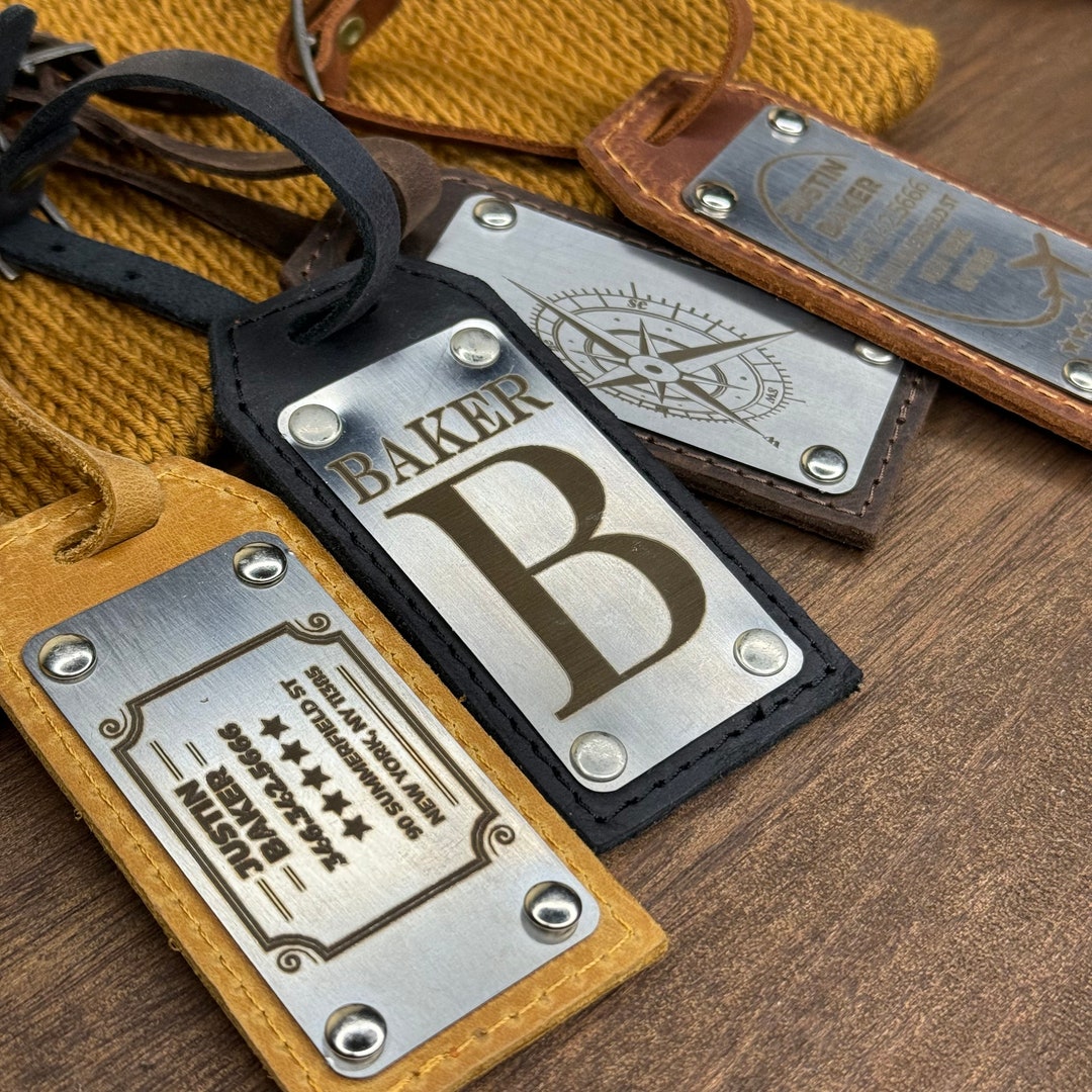 Luggage Labels for Suitcases, Double-sided Personalized Leather Luggage ...