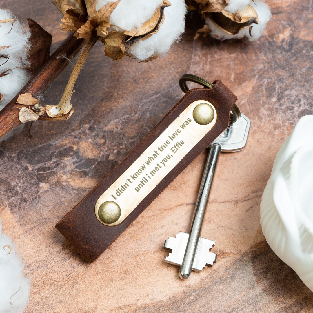 Custom Leather Keychain, Personalized Leather Keyring, Engraved Key ...